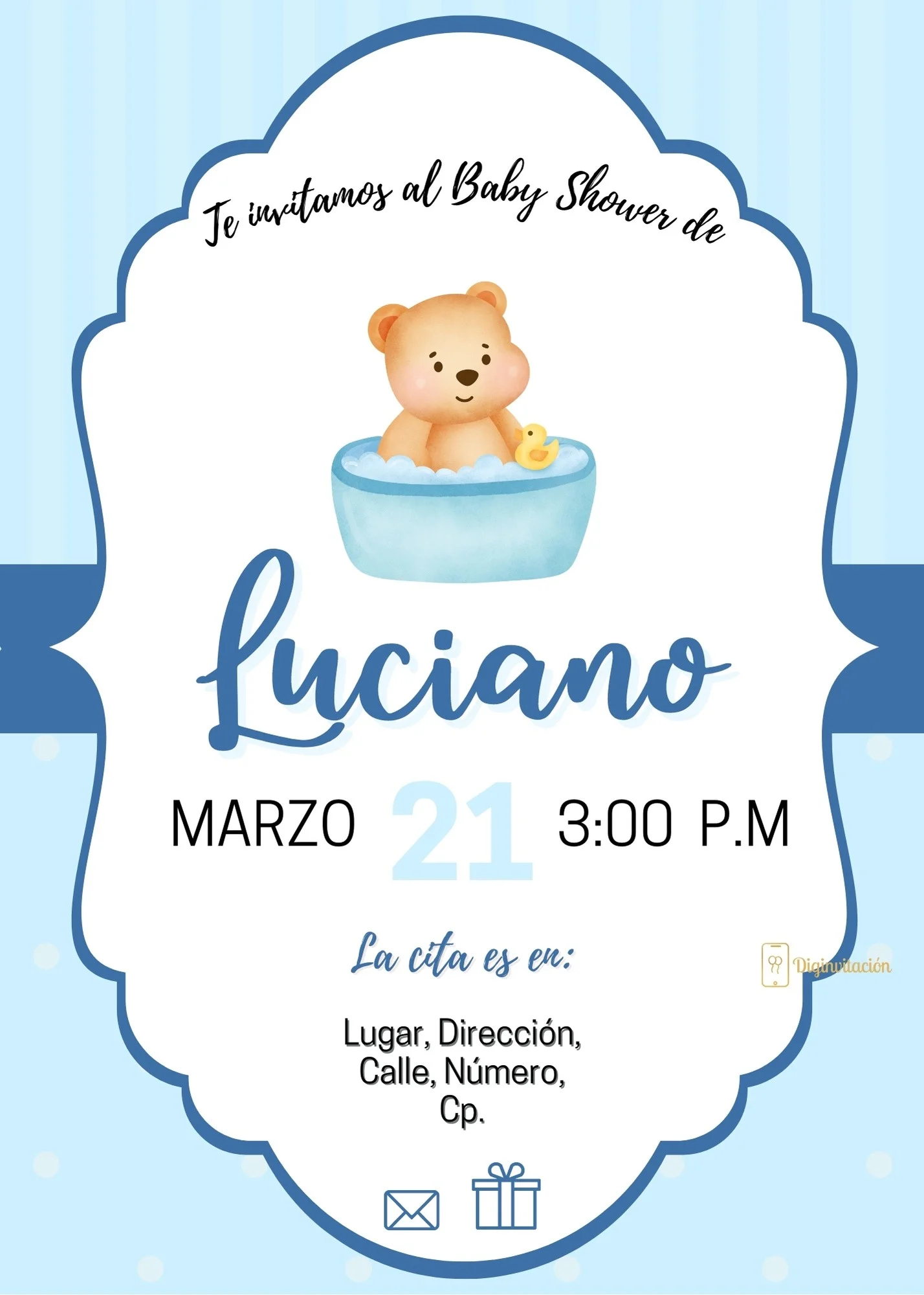 Invitaciones Para Baby Shower De Niño Con Base De Agua Invitaciones